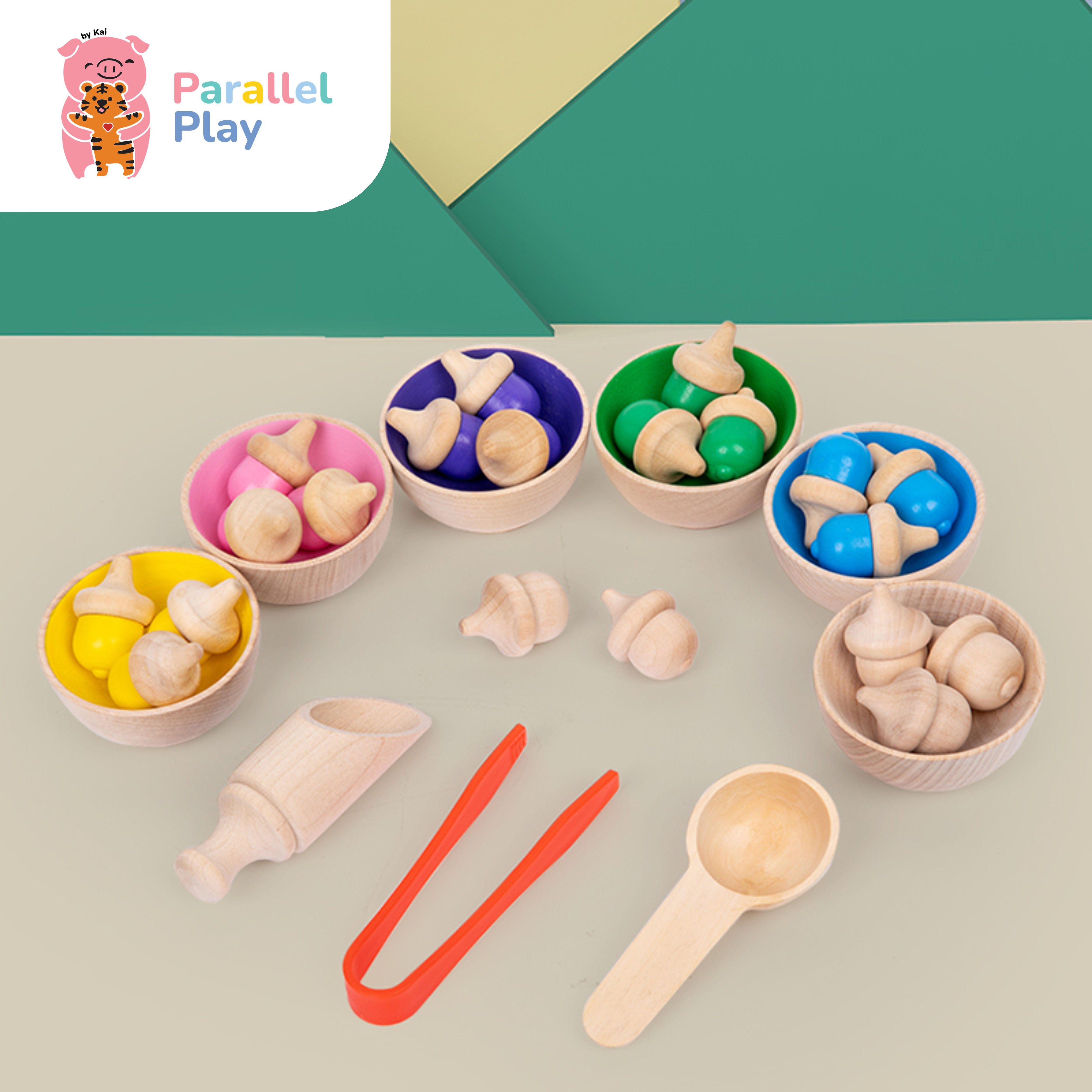 Rainbow Acorn Sorting Set – Parallel Play by Kai